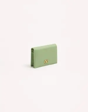 Valentino Garavani Vlogo Signature Grainy Calfskin Wallet - Mint Green