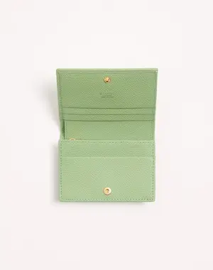 Valentino Garavani Vlogo Signature Grainy Calfskin Wallet - Mint Green