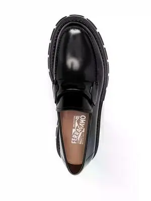 FERRAGAMO Embossed-logo Leather Loafers