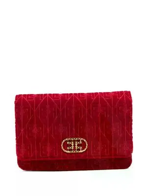 Elisabetta Franchi Velvet-effect Monogram Shoulder Bag
