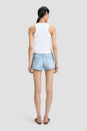 Victoria Beckham Distressed Denim Shorts - Light Blue Wash