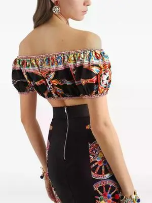Dolce & Gabbana Carretto Print Poplin Top - Black