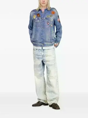 DIESEL® Satin Shirt With Trompe-l'oeil Denim Print