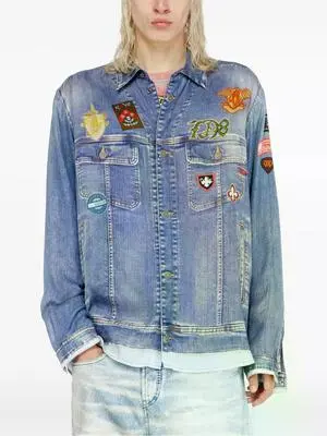 DIESEL® Satin Shirt With Trompe-l'oeil Denim Print