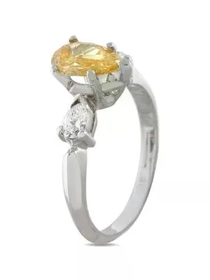 LB EXCLUSIVE Orange Diamond Ring In 14k White Gold - Silver