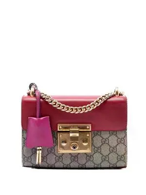 Gucci Small Gg Supreme Padlock Crossbody Bag - Neutrals