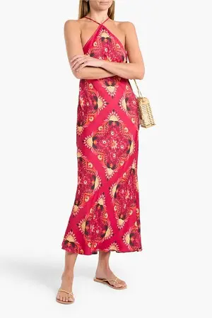 Farm Rio Printed Satin Maxi Dress