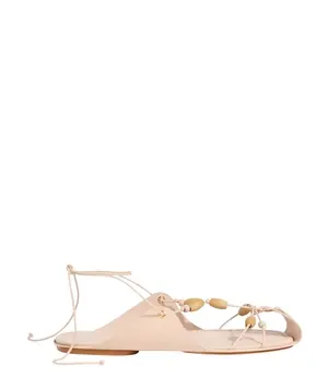 FARM RIO Beaded Leather Sandals With Tie Fastening