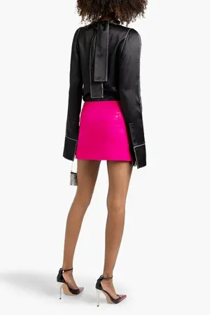AREA Appliquéd Wool-twill Mini Skirt