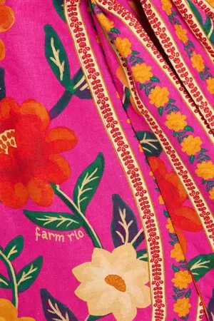 Farm Rio Skirteffect Printed Linenblend Shorts