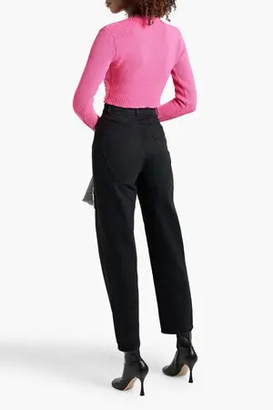 AREA Crystal-embellished High-rise Tapered Jeans