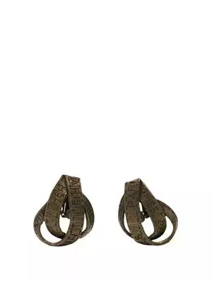 Hermès Plated Bijouterie Fantaisie Ribbon Clip-on Earrings - Gold