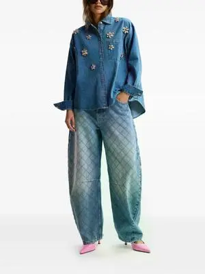 Essentiel Antwerp Diamond-quilted Barrel-leg Jeans