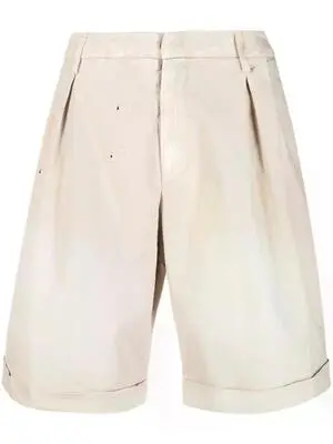 DONDUP Box-pleat Cotton Chino Shorts - Neutrals