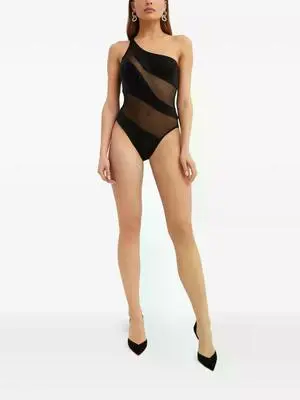 Norma Kamali Snake Mio One-shoulder Mesh-panel Swimsuit