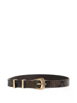 Manière De Voir Gold Python Embossed Belt - Brown