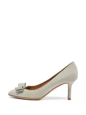 Ferragamo Silver Tone Pumps