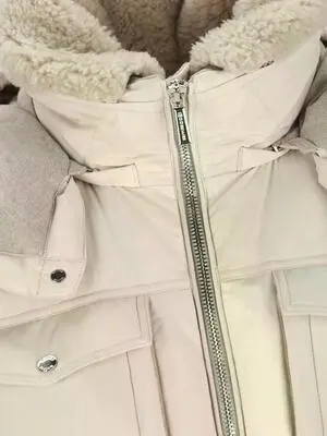 MOORER Beige Hooded Padded Jacket