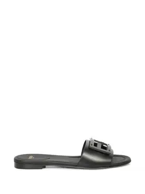 Fendi Baguette Leather Sandals With Logo Plaque