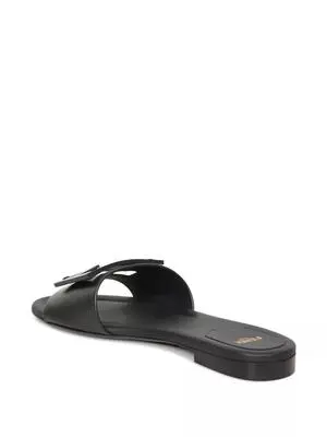 Fendi Baguette Leather Sandals With Logo Plaque