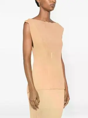 Alberta Ferretti Sleeveless Boat Neck Ribbed Top