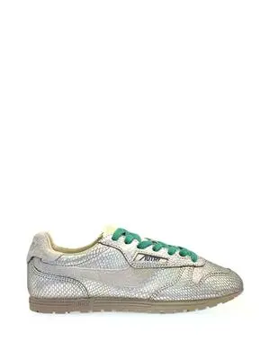 AUTRY Metallic Snakeskin-effect Lace-up Sneakers
