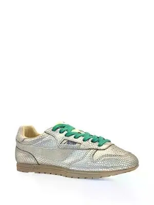 AUTRY Metallic Snakeskin-effect Lace-up Sneakers