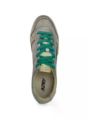 AUTRY Metallic Snakeskin-effect Lace-up Sneakers