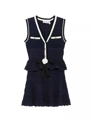 SELF-PORTRAIT Bow Detail Pointelle Knit Mini Dress