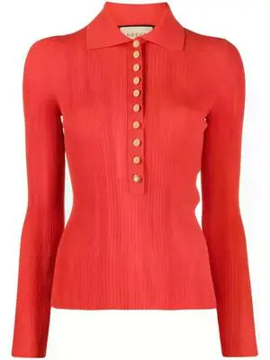 Gucci Ribbed Knit Polo Shirt