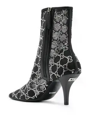 Gucci Embellished Gg Monogram Ankle Boots