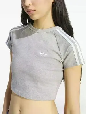 Adidas Logo Embroidered Striped T-shirt