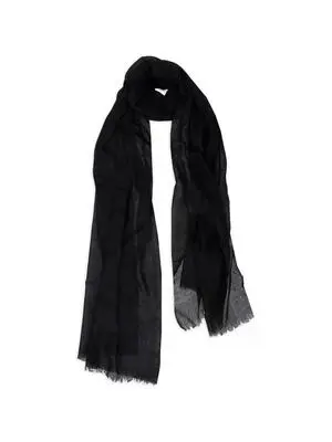 LA ROSE Frayed-edge Scarf - Black