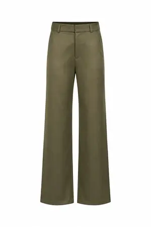 GUNDA HAFNER LTD Cotton Elastane Midrise Straight Cut Trousers - Green