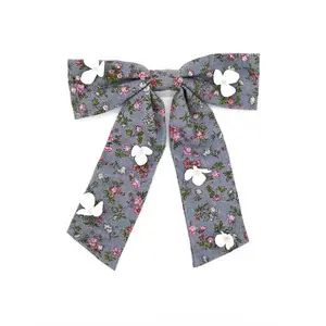 ADIBA Larkspur Floral Handmade Barrette - White/grey