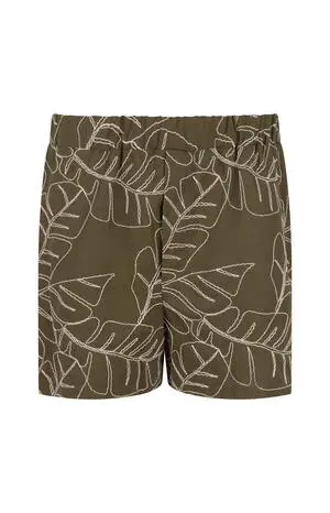GUNDA HAFNER LTD Cotton Viscose Blend Embroidered Shorts - Green