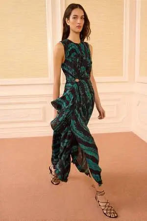Ulla Johnson Shibori Dyed Silk Midi Dress - Malachite