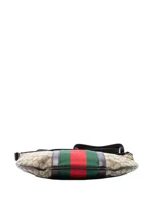 Gucci Gg Canvas Web Half Moon Crossbody Bag - Neutrals