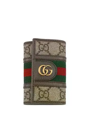 Gucci 2016-2026 Gg Supreme Web Ophidia Case Key Holder - Neutrals