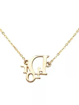 Dior Plated Oblique Strass Necklace