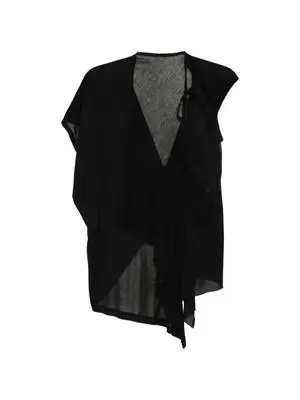 Yohji Yamamoto Asymmetric Draped V-neck Sleeveless Top