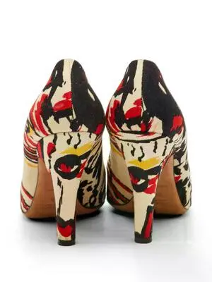 Prada Printed Canvas Round-toe Pumps