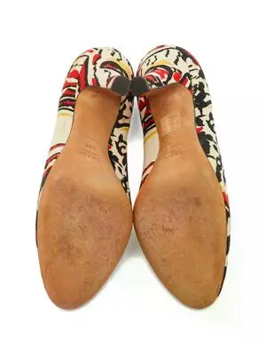 Prada Printed Canvas Round-toe Pumps