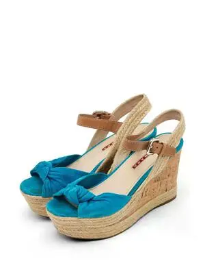 Prada Knot-detail Wedge Sandals
