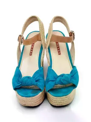 Prada Knot-detail Wedge Sandals
