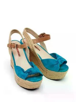 Prada Knot-detail Wedge Sandals