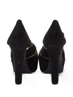 Dolce & Gabbana Suede Heeled Sandals With Gold-tone Trims