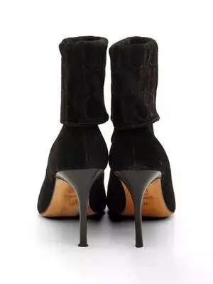 Carolina Herrera Logo-embossed Pointed-toe Ankle Boots