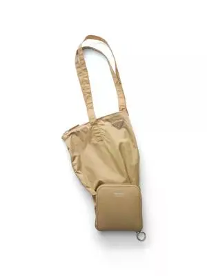 Prada Saffiano Leather Pendant Re-nylon Tote Bag - Neutrals