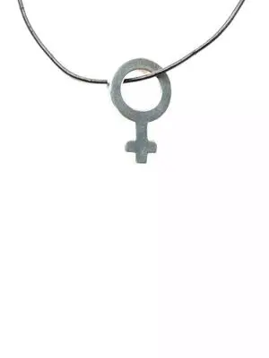 Gucci Leather And Sterling Silver Venus Symbol Pendant Necklace - Black